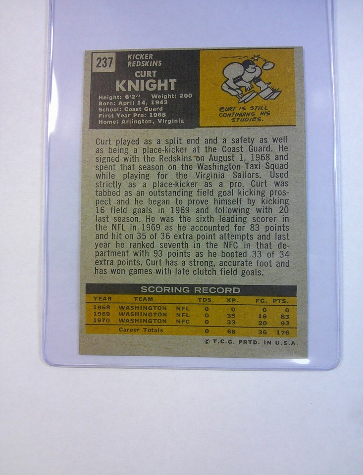 1971 Topps - Curt Knight #237 (RC) - MINT - PACK FRESH 🔥 | eBay