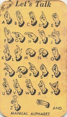 1950s-60s Deaf Sign Language Manual Alphabet Wallet Size Vintage ...