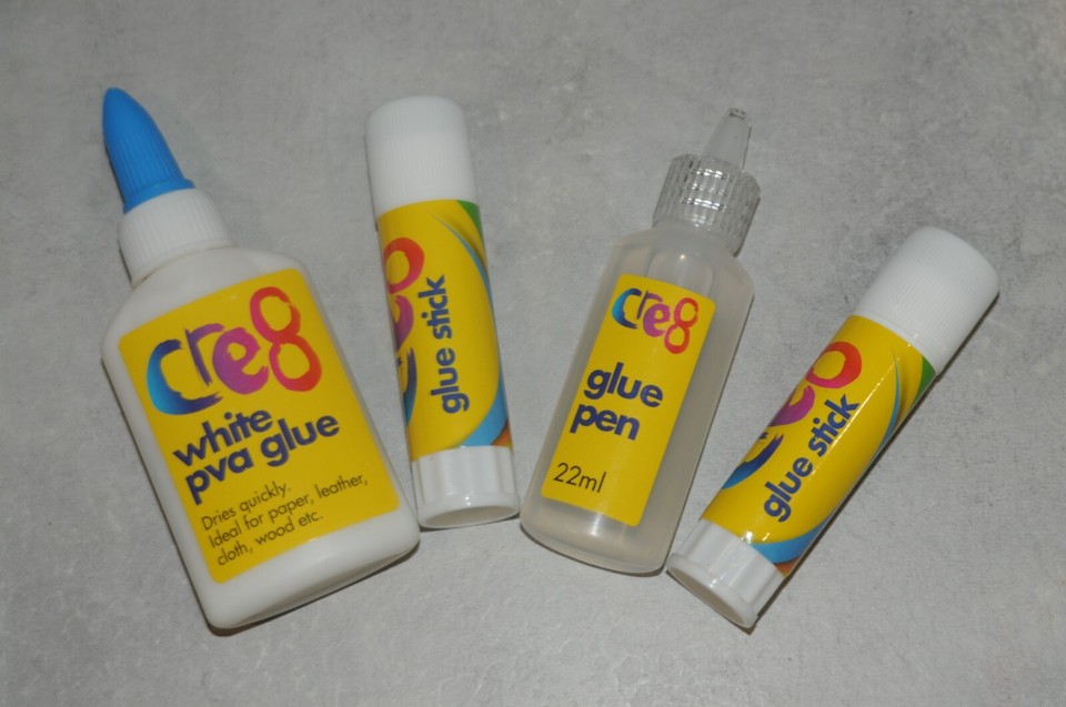 PVA Glue 500ml 150ml 60ml Glue stick 8g Glue spots dots White Tac ...