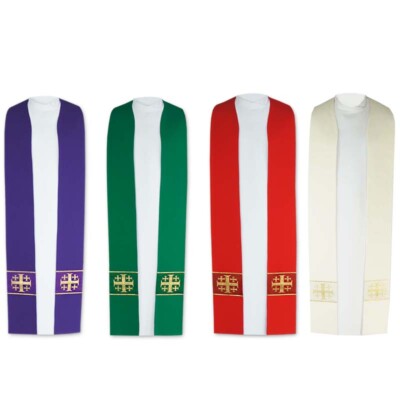 Priest stole with Gold Jerusalem Cross Set of 4 colours | eBay
