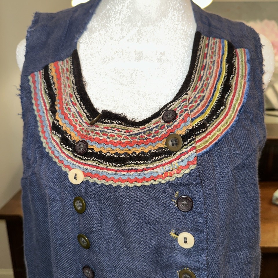 RARE Magnolia Pearl Lennon Vest w/ Embroidery Blue Color One Size NWOT ...