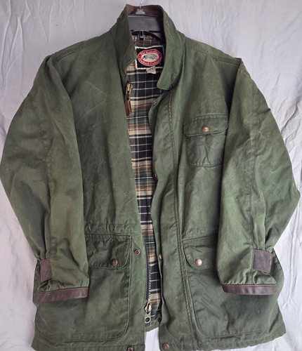 Australian Outback Collection Jacket Leather Trim Green Oilskin Leather ...