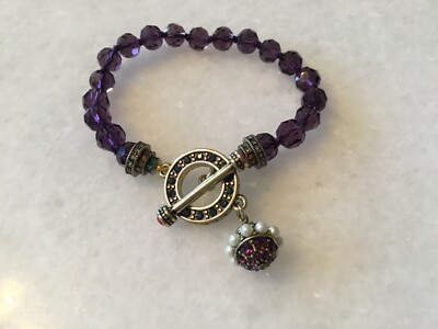 SIGNED HEIDI DAUS AMYTHIS & MULTI COLOR CRYSTAL TOGAL BRACELET WITH ...