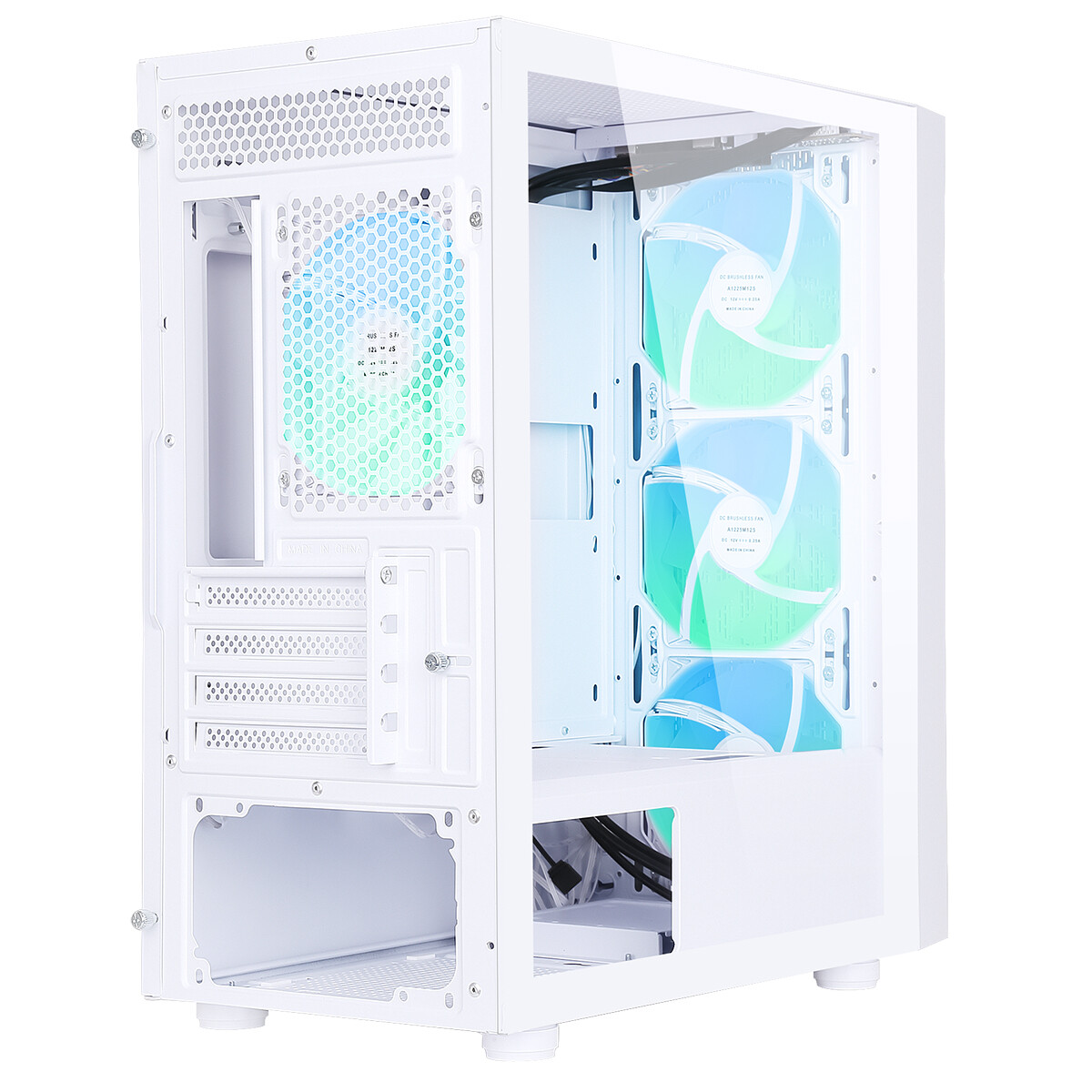 Terra Gaming PC Computer Case mATX Tower 4x RGB LED Fans Tempered Glass ...