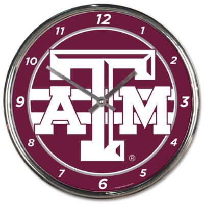 Texas A&M Aggies Chrome Round Wall Clock [NEW] NCAA Sign Banner Office ...