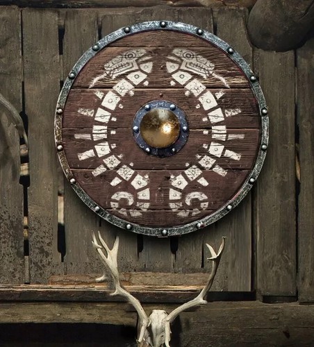 Medieval Round Viking Shield Unique Vintage Design Shield Wooden 24 ...