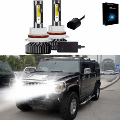 Pair 9007 HB5 LED Headlight Bulbs For Hummer H2 2003-2009 High/Low Beam ...