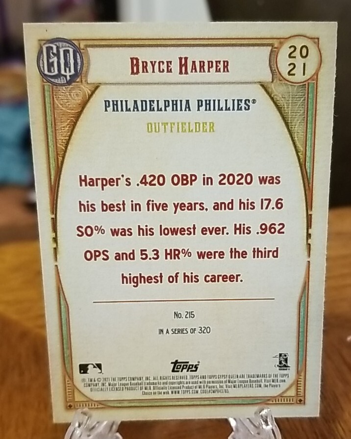 2021 Topps Gypsy Queen Bryce Harper #215 Jackie Robinson Variation SSP ...