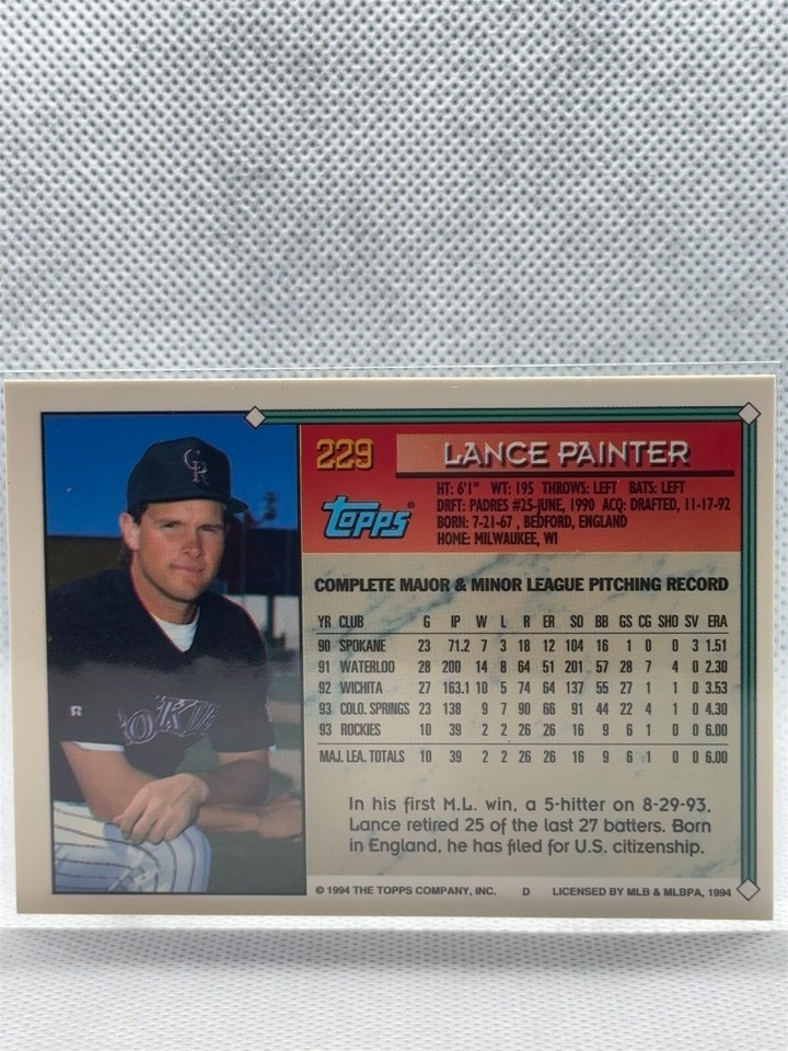 1994 Topps #229 Lance Painter - NM | eBay
