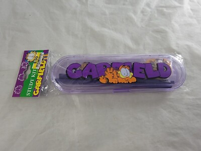 Vintage Garfield The Cat Stationary Study Kit Eraser Ruler Pencil Case ...
