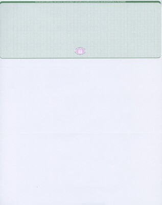 100 High Security Blank Check Stock Paper - Check on Top - Green ...