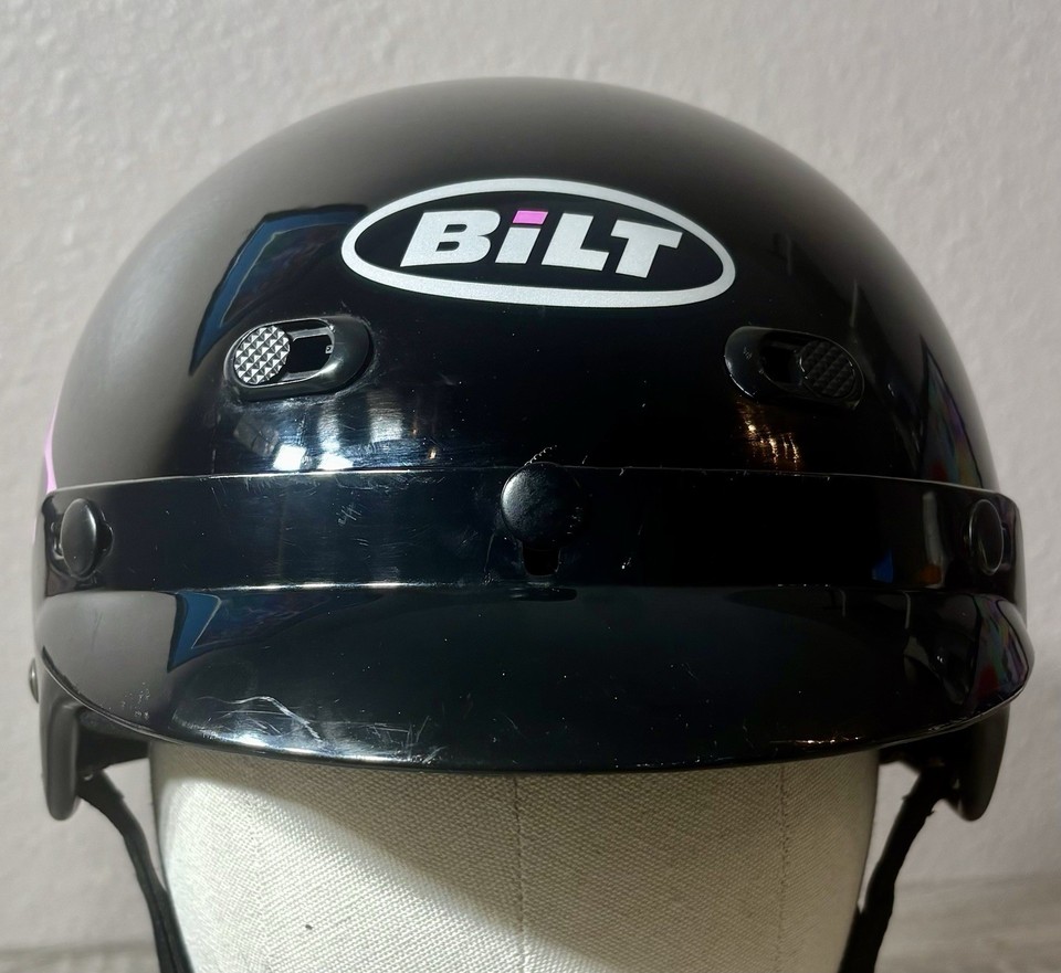 BILT Raven Motorcycle Half Helmet w/Black Visor. Size: Medium EUC | eBay