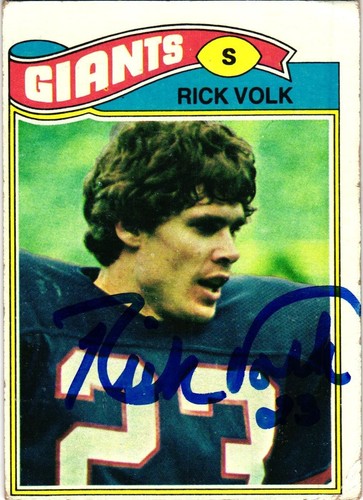 Rick Volk #8 Signed 1977 Topps NFL Football Card AUTO Giants | eBay