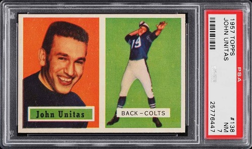 1957 TOPPS JOHNNY UNITAS ROOKIE RC #138 PSA 7 PWCC-S Eye Appeal Top 5% ...