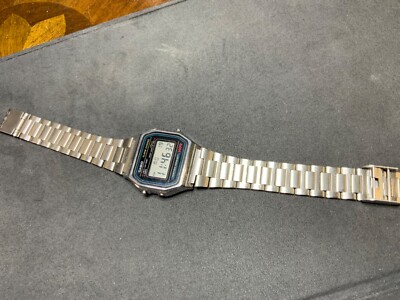 CASIO Vintage A158W-1 Unisex Classic Silver Digital A158 Sport Watch WR ...