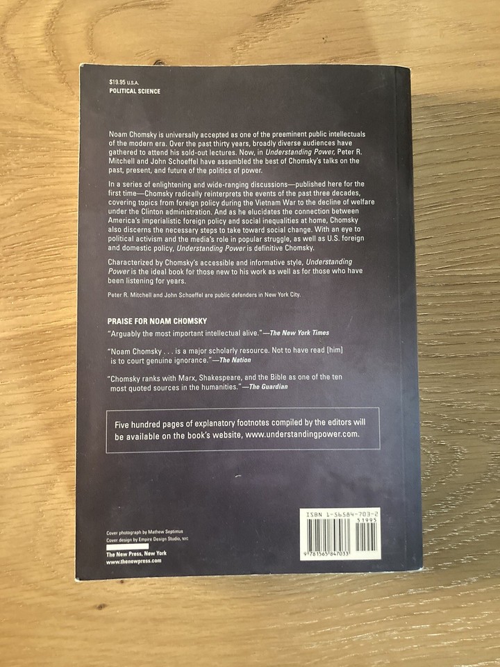 Understanding Power : The Indispensible Chomsky by Noam Chomsky (2002 ...