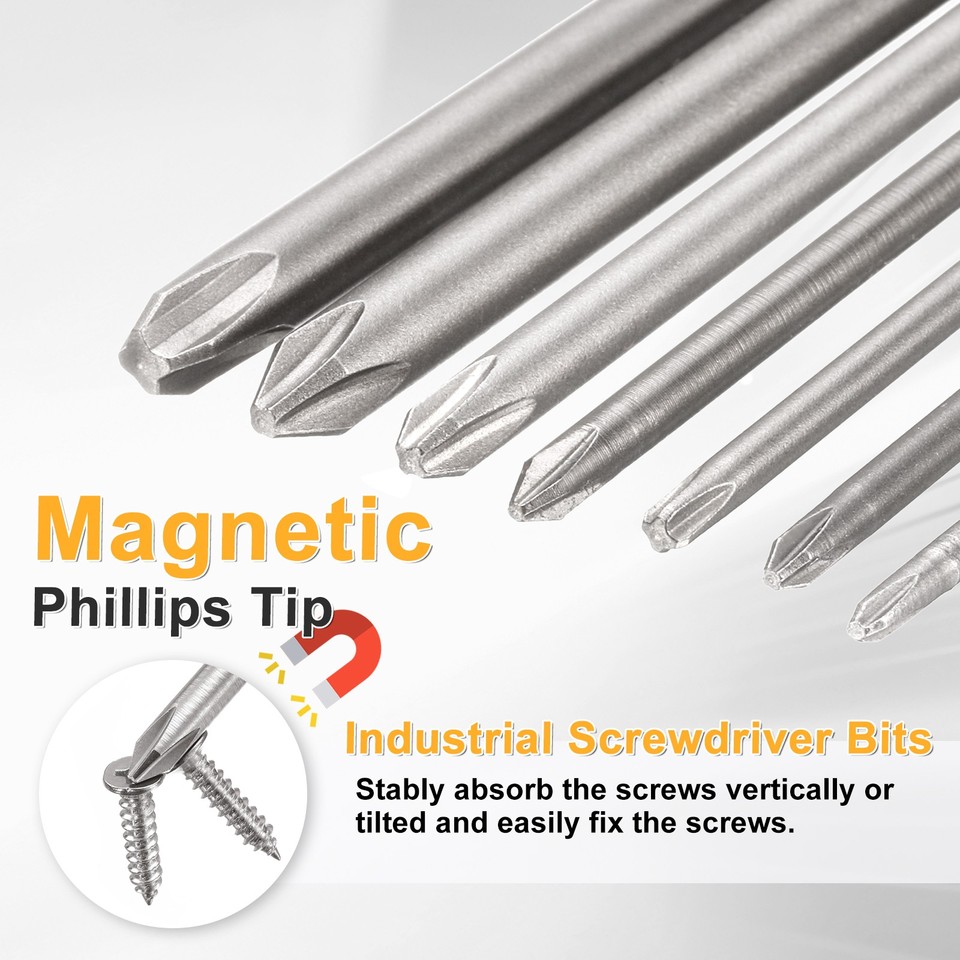 2pcs PH1 Phillips Screwdriver Bit 1/4" Hex Shank 4.3" Long 0.1" Rod ...