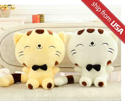 Cute Yellow Fortune Cat Kitty Plush Toy Doll Stuffed Animal Kawaii Gift ...