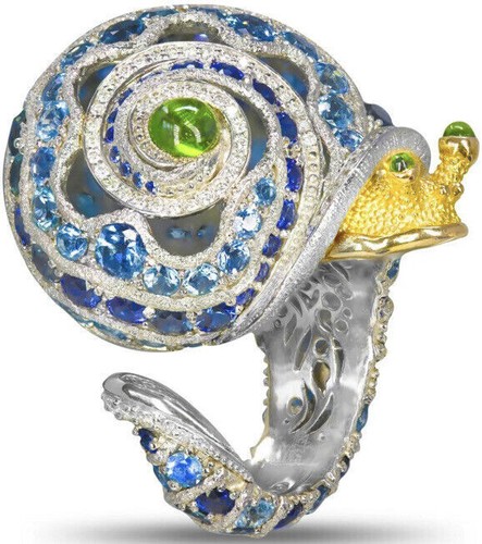 Gorgeous Round Cut 9.24 Carat Multi Color Gemstone Snail Beautiful 925 ...