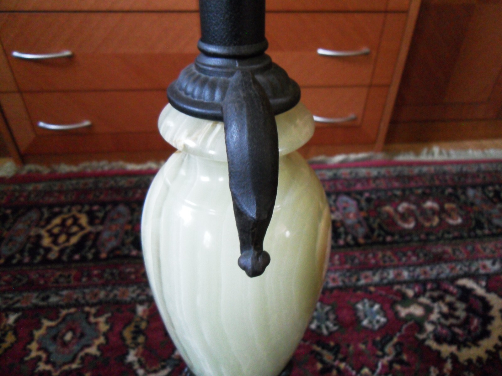 ANTIQUE MARBLE AND AGATE STONE LAMP WITH CAST IRON | eBay