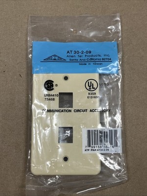 CAT6 Etc Ethernet RJ45 Wall Plate 2 Port Single Gang Keystone Allen Tel ...