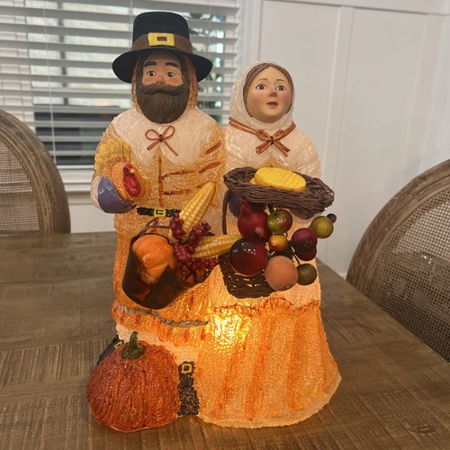 Cracker Barrel Fall Harvest Thanksgiving Pilgrim Couple Turkey Pumpkin ...