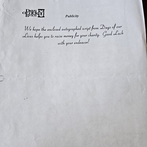 VTG SIGNED Days of Our Lives Soap Opera TV Script (7259) 1994 ...