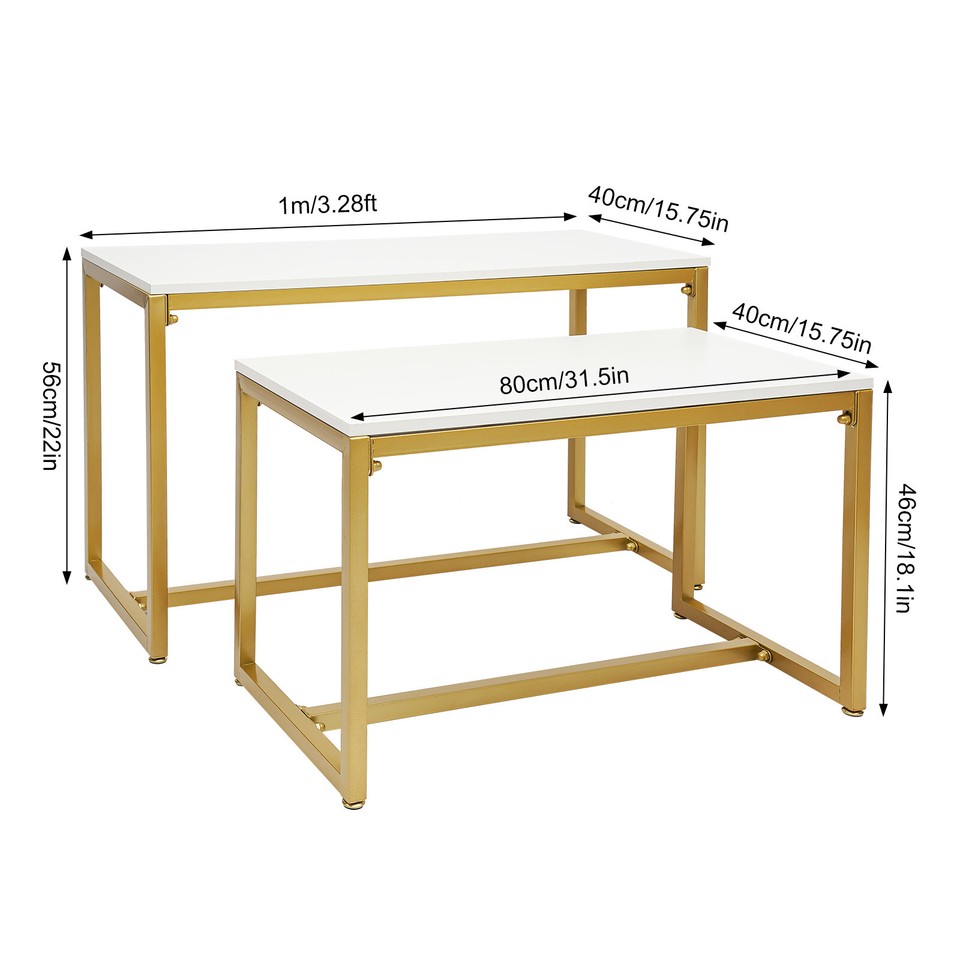 Screw Connection Nest Of Tables Set Square Steel Pipe Side Wooden ...