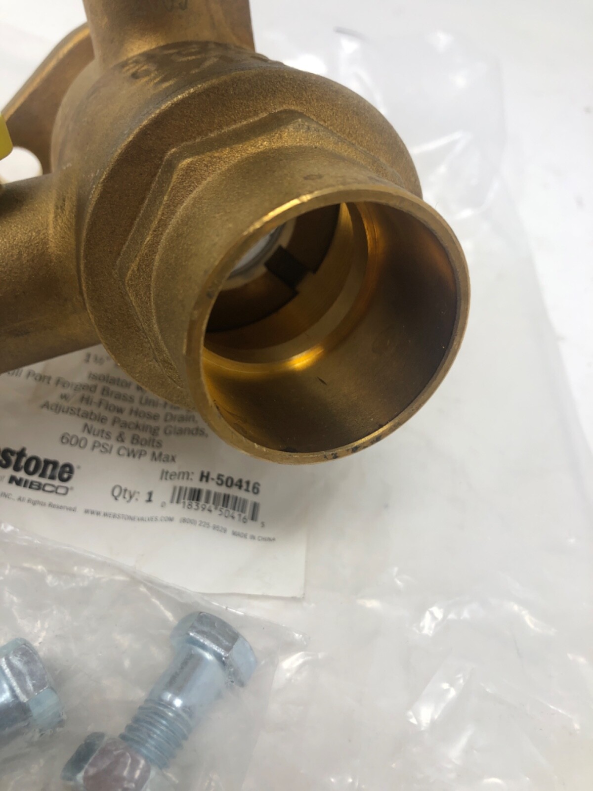 Webstone BRASS Isolator Valve 1-1/2" SWT x Flange w/ Drain 600 PSI H ...