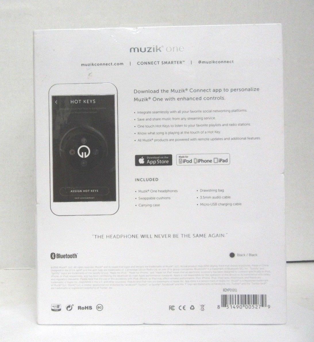 Muzik One Black Wireless Bluetooth Headphones - MZHP0101U for sale ...