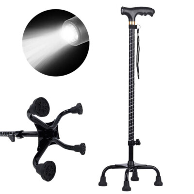 Quad Cane 4-Prong Base LED Bariatric Walking Aid Medical Mobility Adjustable | eBay