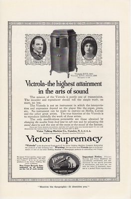 Vintage print ad 1917 Victor Talking Machine Victrola XVII Caruso Melba ...