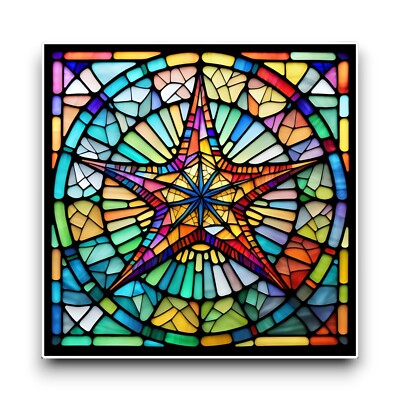 Beautiful Star Fish Square Stained Glass Window Vinyl Sticker Decal ...
