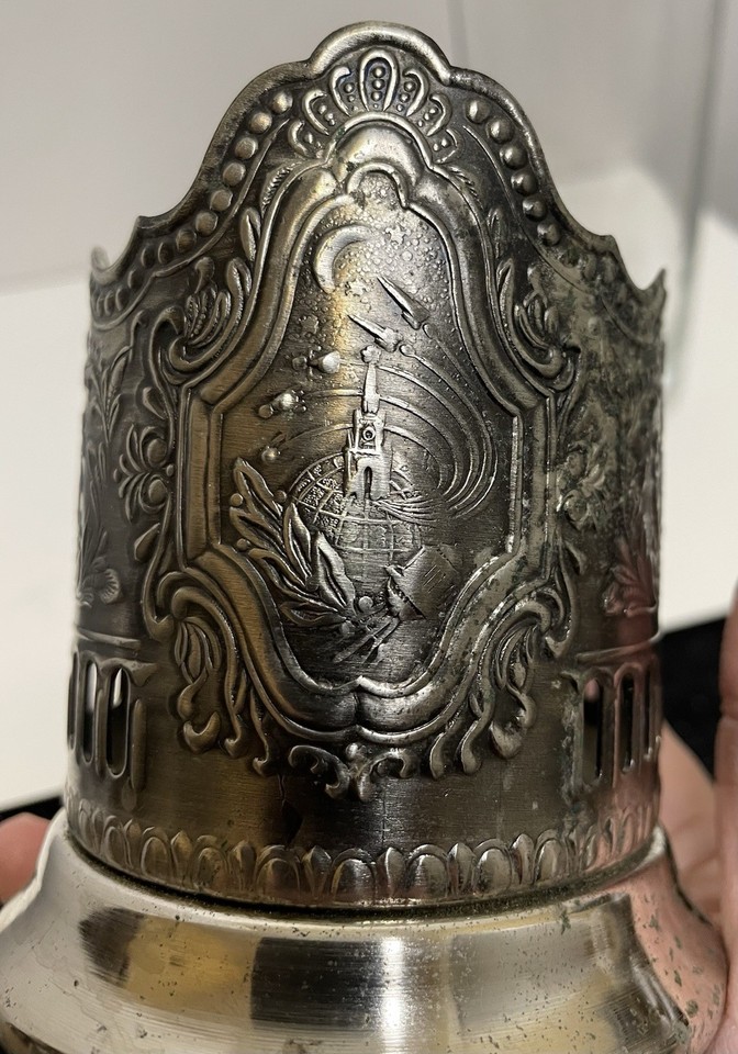 Vintage Russian Soviet USSR Silver pl. Space Sputnik Tea Cup Holder ...