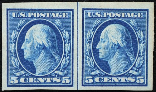 U.S. Mint Stamp Scott #347 5c Washington Imperf Line Pair. Hinged ...
