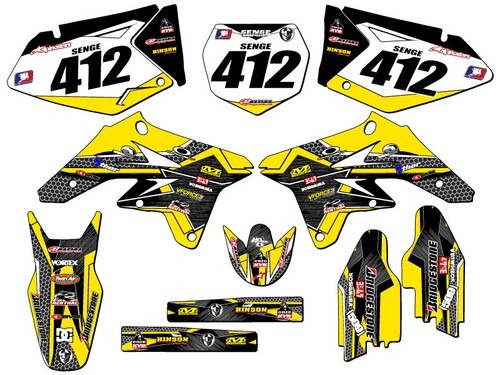 2007-2009 RMZ 250 PODIUM Yellow Senge Graphics Kit Compatible with ...