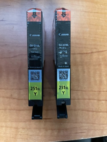 Canon 6448B001 Genuine Yellow Ink Cartridges (PN: CLI-251XL) x2 Brand ...