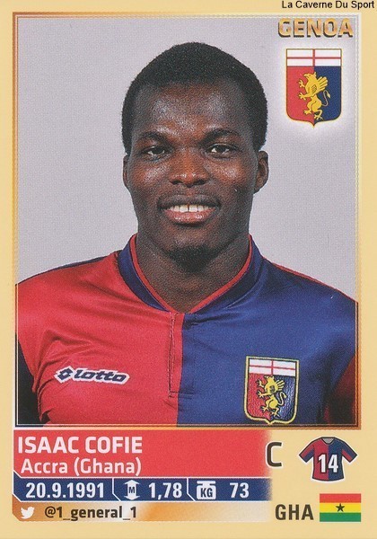 202 ISAAC COFIE # GHANA GENOA.CFC ITALIA CALCIATORI 2014 PANINI STICKER ...