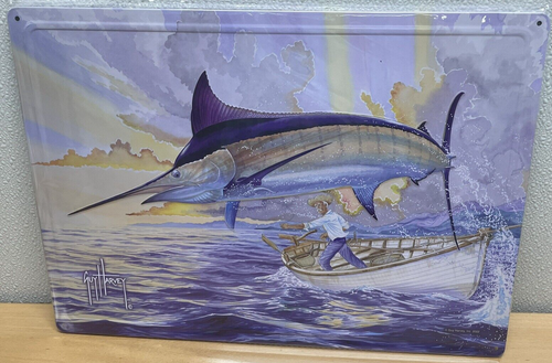 Guy Harvey Blue Marlin Old Man and the Sea Metal Sign. 12”x17”. | eBay