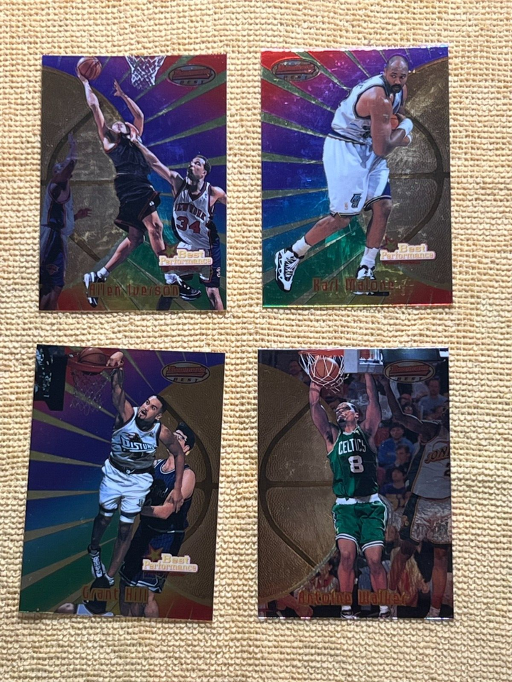 1998 BOWMAN'S BEST: ALLEN IVERSON/KARL MALONE/ANTOINE WALKER NEAR MINT ...