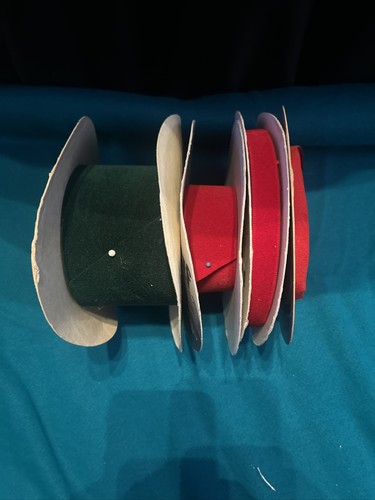 Lot Of 4 Flocked Ribbon Partial Rolls Red Green 1/2”-3” W Veltex Vel ...