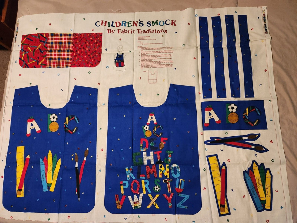 Vintage Fabric Traditions fabric panel art smock cut out child size 4-6 ...