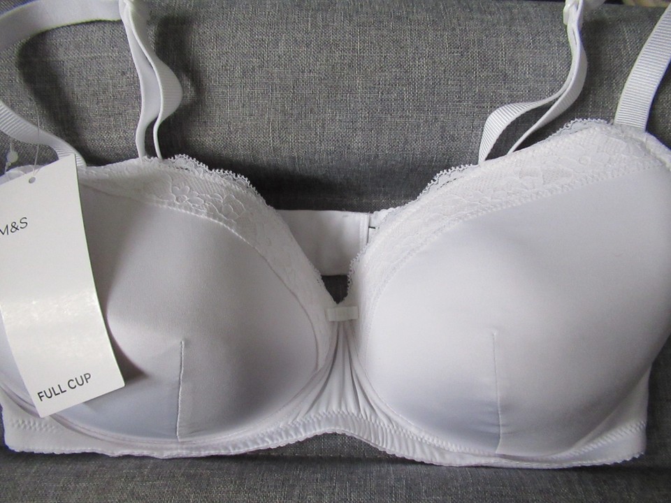 M&S Bra Balcony Non Wired Lightly foam backed bra 38C White | eBay UK