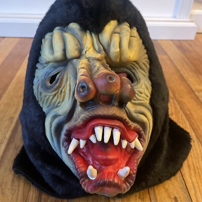 Vintage Topstone Fang Face Gorilla Monster Mask Black faux fur ...