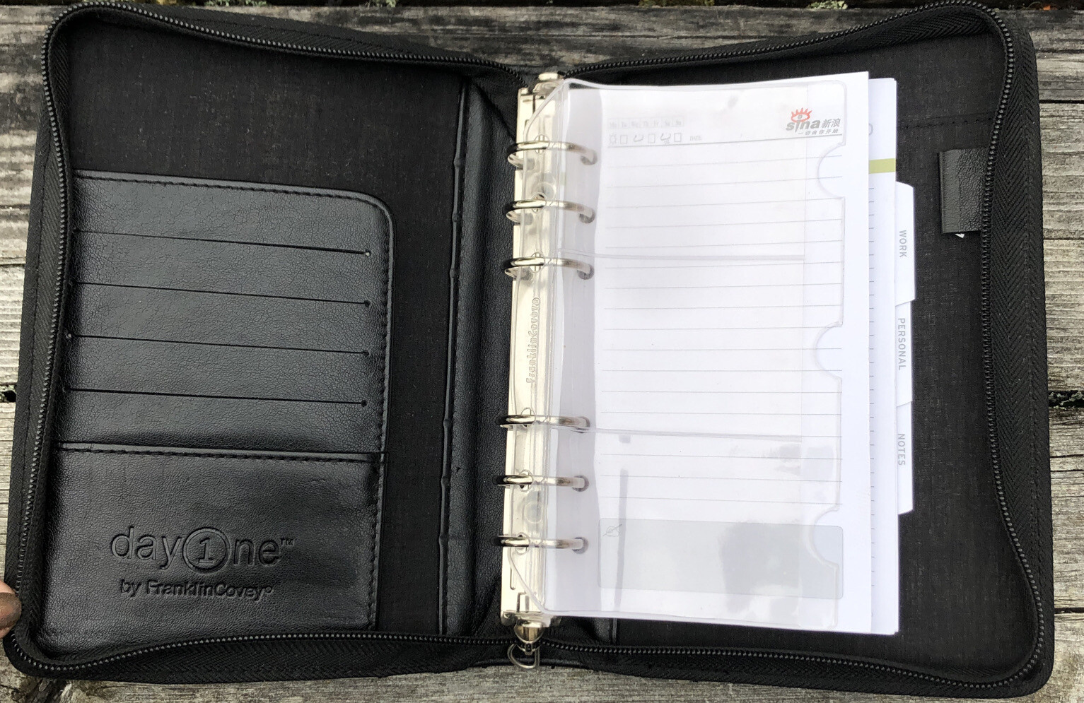 Day One Franklin Covey Black 6 Ring Compact Binder Organizer Card ...