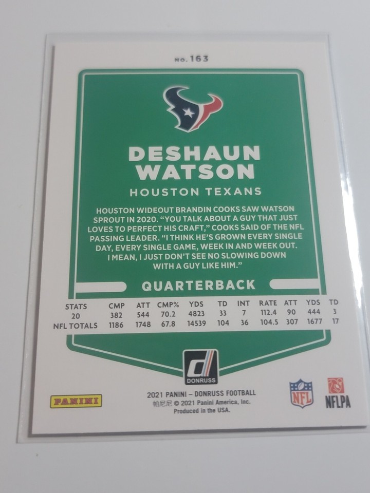 DESHAUN WATSON 2021 Panini Donruss #163. TEXANS | eBay