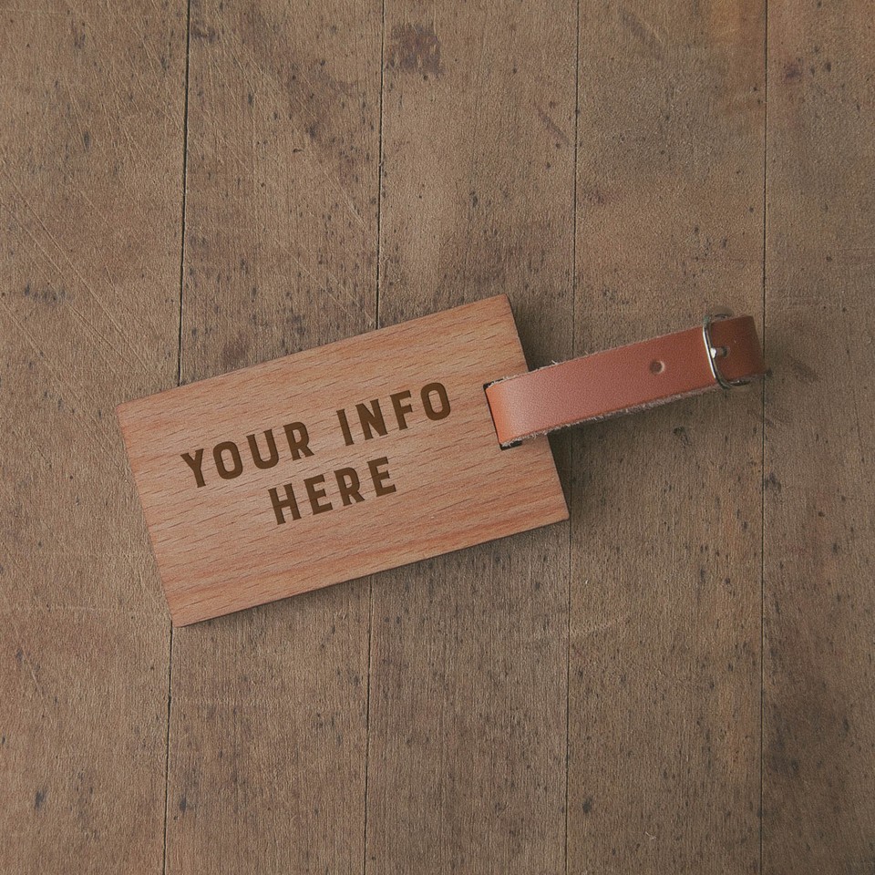 Oregon - Wooden Rectangle Luggage ID Name Tag with Your Name & Address ...