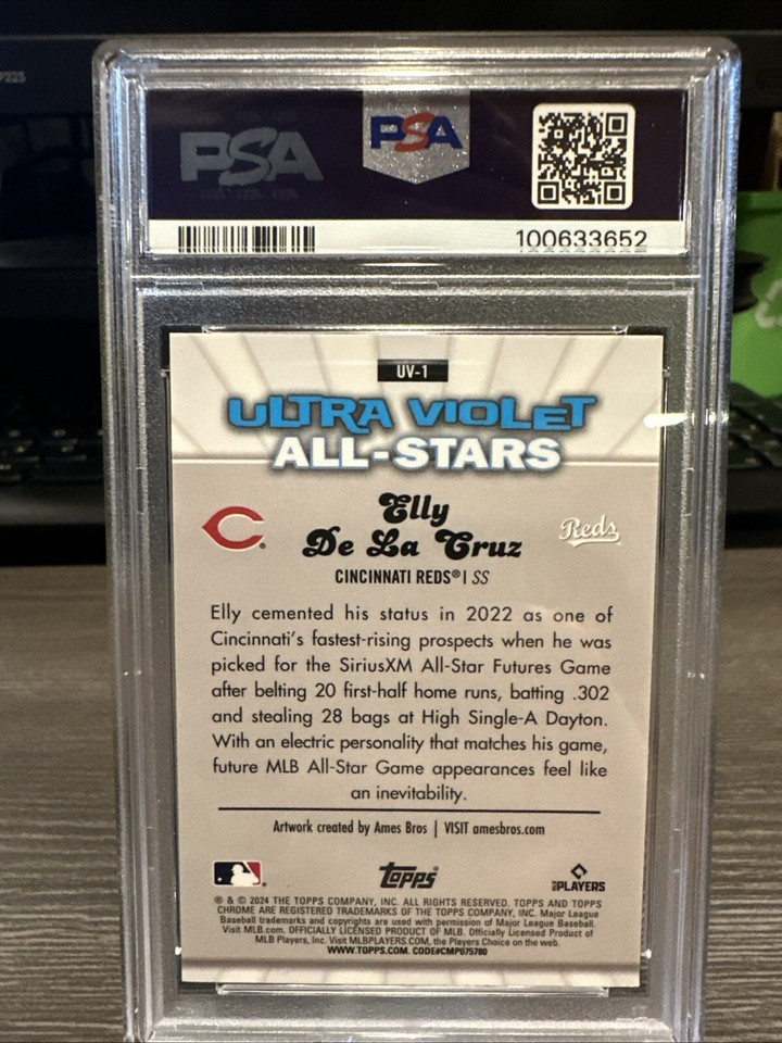 2024 Topps Chrome Elly De La Cruz RC Rookie Ultraviolet All Stars PSA 9 🔥 | eBay