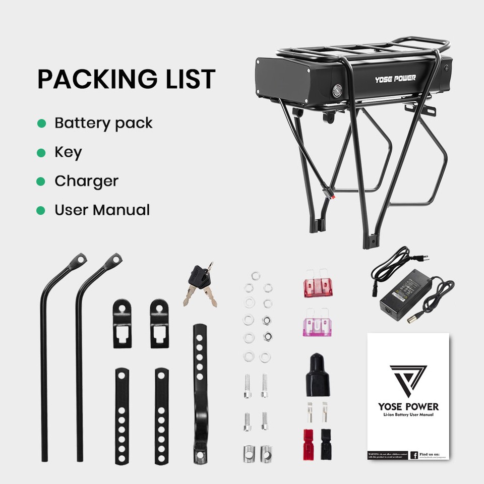 Rear Rack Electric Bike Battery 48V 20Ah Lithium Ebike Battery with ...