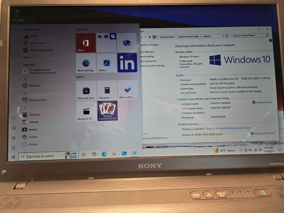 Sony VAIO VGN-NW125 15.6" Laptop Intel Core 2 Duo T6500 4GB 320GB Win-10 DVD Cam | eBay